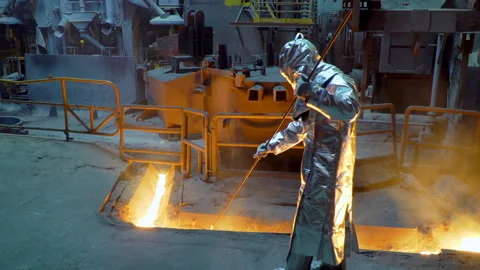 Working with termic suit in furnace indu... | Stock Video | Pond5