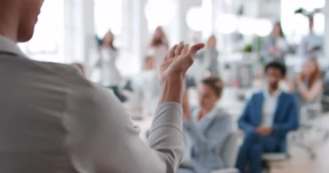 Workshop, hand and clapping with succces... | Stock Video | Pond5