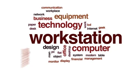 Workstation animated word cloud, text de... | Stock Video | Pond5
