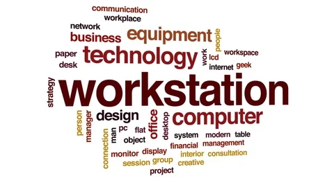Workstation animated word cloud, text de... | Stock Video | Pond5