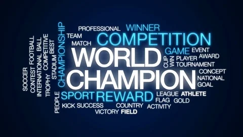 World champion animated word cloud, text... | Stock Video | Pond5