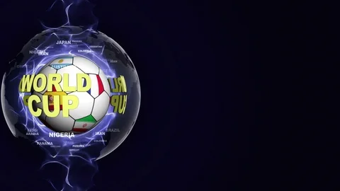 WORLD CUP TEXT, Soccer Ball and World Fl... | Stock Video | Pond5