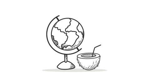 world earth map and coconut animation | Stock Video | Pond5