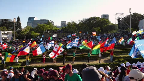 World Flags Celebration People Crowd WYD... | Stock Video | Pond5