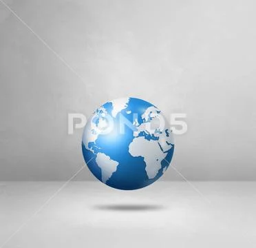 World globe, blue earth map, isolated on white. Square background World ...