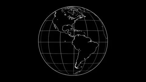 World globe map spinning in white lines ... | Stock Video | Pond5