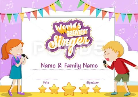 World greatest singer certificate template Illustration #161864656