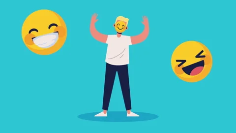 world happiness day animation with man e... | Stock Video | Pond5