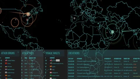 World internet cyber attack map on compu... | Stock Video | Pond5