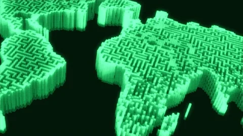World Map in 8bit Terminal Green Monitor... | Stock Video | Pond5
