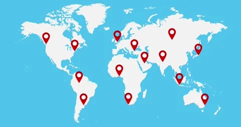World Map Animation in 4K Video. Red Map... | Stock Video | Pond5