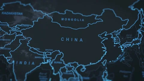 world map animation. Close up of China b... | Stock Video | Pond5