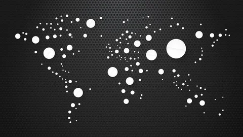 world map animation composed of white pi... | Stock Video | Pond5