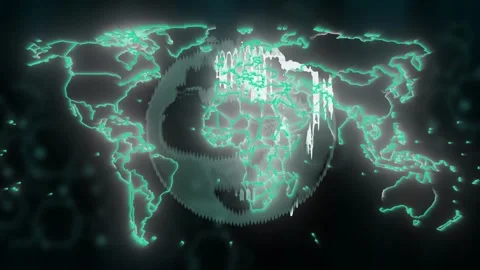 world map animation with glitch effect a... | Stock Video | Pond5
