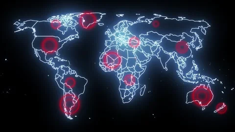World map animation with global problems... | Stock Video | Pond5