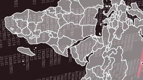 World map animation over redacted data a... | Stock Video | Pond5