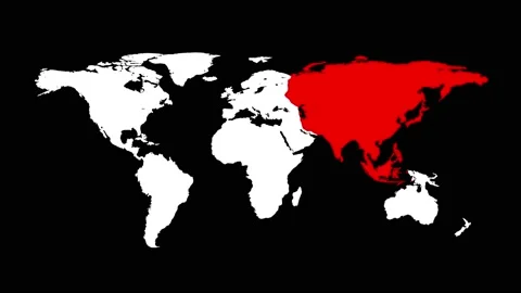 World map animation with red Asia. Appea... | Stock Video | Pond5
