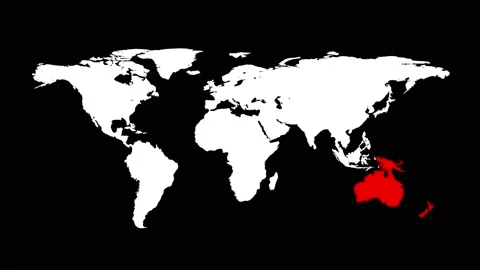 World map animation with red Australia. ... | Stock Video | Pond5