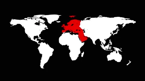 World map animation with red Europe. App... | Stock Video | Pond5