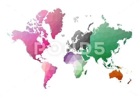 World Map. authentic low poly style. Vector illustration.: Royalty Free ...