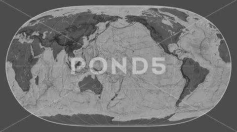 World map. Bilevel. Natural Earth II projection. Meridian: 180: Royalty ...