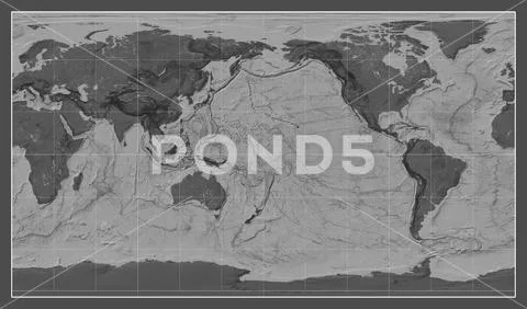 World map. Bilevel. Patterson Cylindrical projection. Meridian: 180 ...