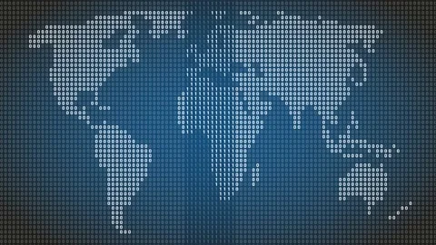 World Map with Binary Code Animation. | Stock Video | Pond5