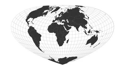 World map. Bottomley projection. Animate... | Stock Video | Pond5