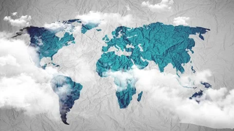 World map with clouds background | Stock Video | Pond5