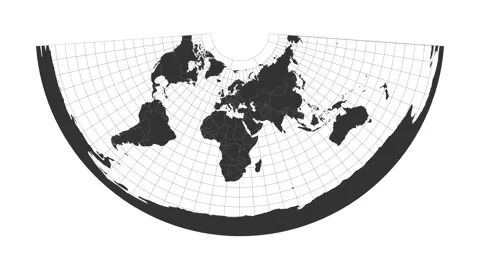 World map. Conic equidistant projection.... | Stock Video | Pond5