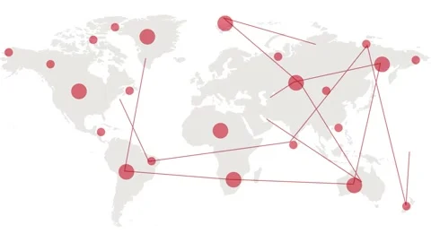 World Map with connected dots and lines ... | Stock Video | Pond5
