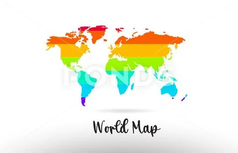 World Map country flag inside map contour design icon logo: Graphic ...