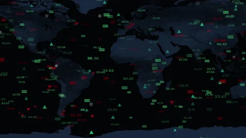World Map with data overlay | Stock Video | Pond5