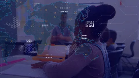 World map with data points animation ove... | Stock Video | Pond5