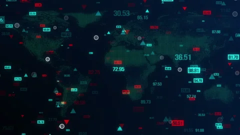 World map with digital business overlay | Stock Video | Pond5