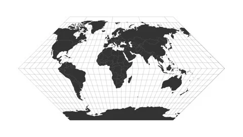 World map. Eckert I projection. Animated... | Stock Video | Pond5