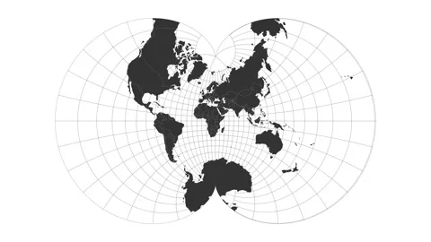 World map. Eisenlohr conformal projectio... | Stock Video | Pond5