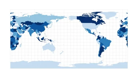 World Map. equirectangular (plate carree... | Stock Video | Pond5