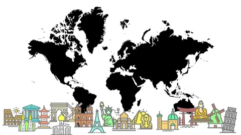 World Map Landmarks Stock Footage ~ Royalty Free Stock Videos | Pond5