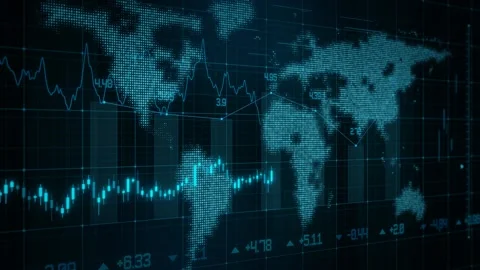 World map financial diagram-v.02 Loop HD | Stock Video | Pond5