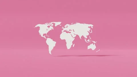world map floating on pink background. w... | Stock Video | Pond5