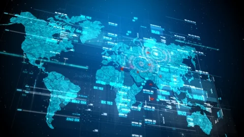 World map Futuristic user interface HUD ... | Stock Video | Pond5