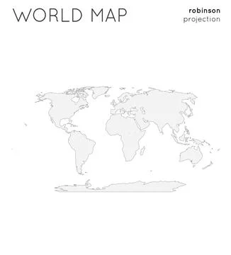 Robinson Projection World Map Cartoon