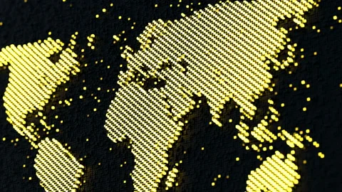 World map of glowing pixels 3D render se... | Stock Video | Pond5