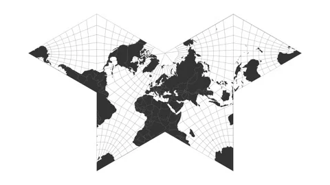 World map. Gnomonic butterfly projection... | Stock Video | Pond5