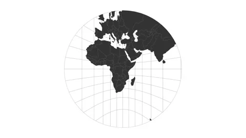 World map. Gnomonic projection. Animated... | Stock Video | Pond5
