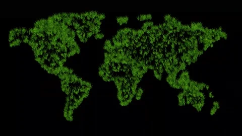 World map with green grass effect on pla... | Stock Video | Pond5