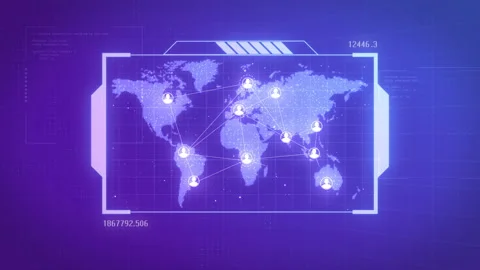 world map HUD tech design. Virtual reali... | Stock Video | Pond5