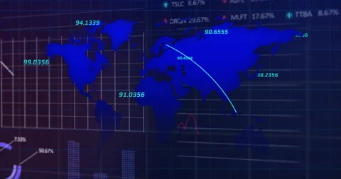 World map loading labels, initiating arc... | Stock Video | Pond5