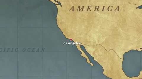 World Map Los Angeles City Point Zoom In | Stock Video | Pond5
